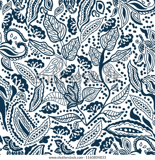 Blue White Print Seamless Vector Pattern Stock Vector (Royalty Free ...