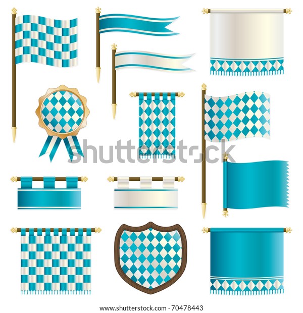 Blue White Regal Banners Flags Shields Stock Vector (Royalty Free ...