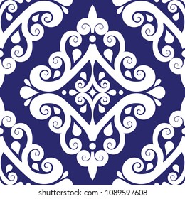 Blue White Vintage Vector Seamless Pattern Stock Vector (Royalty Free ...