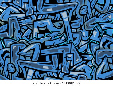 Blue Seamless Graffiti Pattern Wild Style Stock Vector (Royalty Free ...