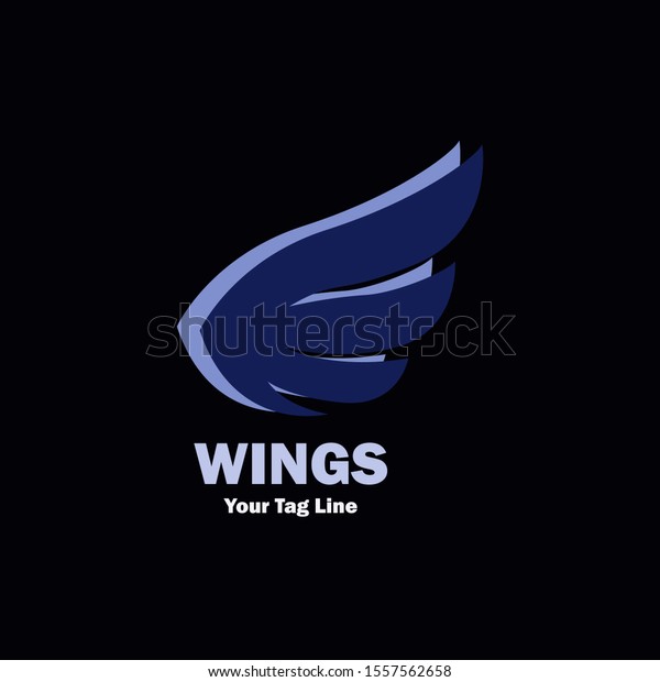 Blue Wings Logo On Black Background Stock Vector (Royalty Free ...