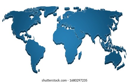 Blue World Map Continents Planet Shadow Stock Vector (Royalty Free ...