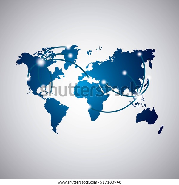 Blue World Map Icon Over White Stock Vector (Royalty Free) 517183948