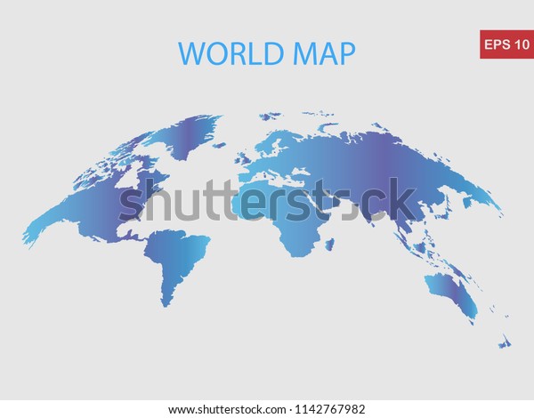 Blue World Map Isolated On White Stock Vector (Royalty Free) 1142767982 ...