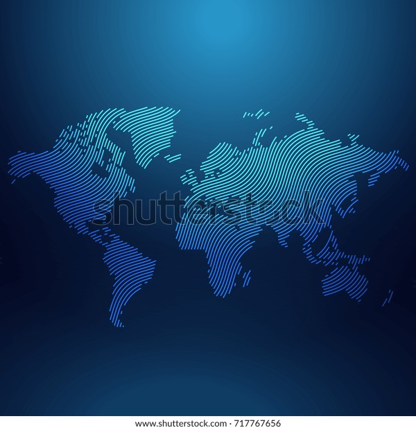 Blue World Map Wavy Style Vector Stock Vector (Royalty Free) 717767656