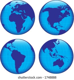 World Globes Icons Showing Earth All Stock Vector (Royalty Free) 117713524
