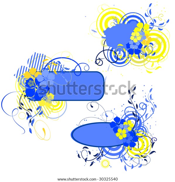 Blue Yellow Banner Flowers Vector Illustration Stock Vector (Royalty ...
