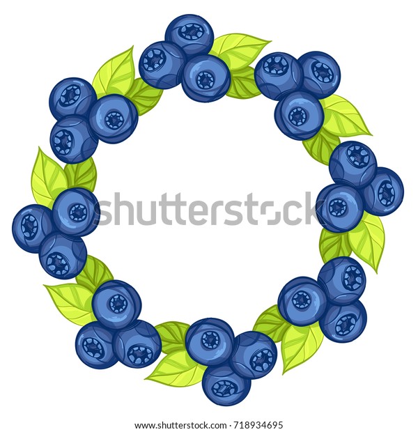 Blueberries Round Frame Menu Design Packaging Stock Vector (Royalty ...