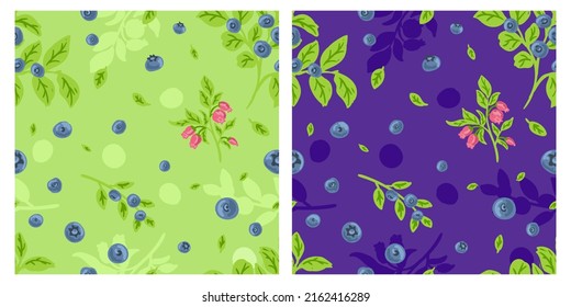Blueberries Seamless Pattern Trendy Cartoon Style Stock Vector (Royalty ...