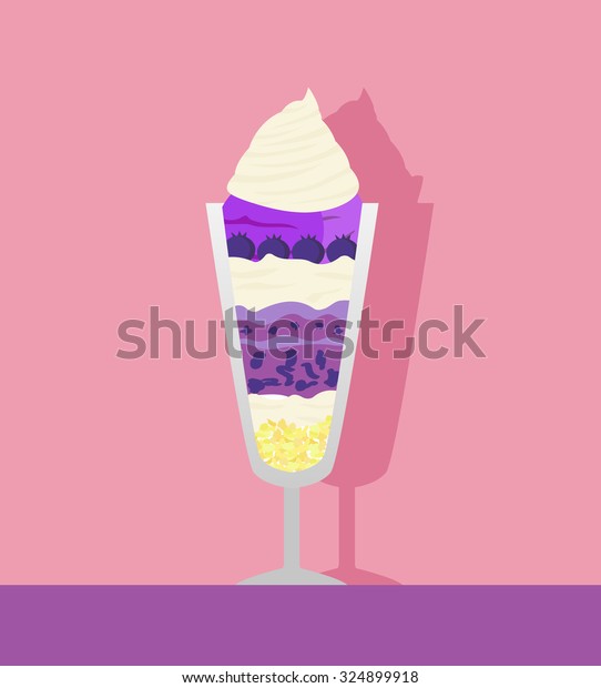 Blueberry Ice Cream Parfait Vector Illustration Stock Vector (Royalty ...