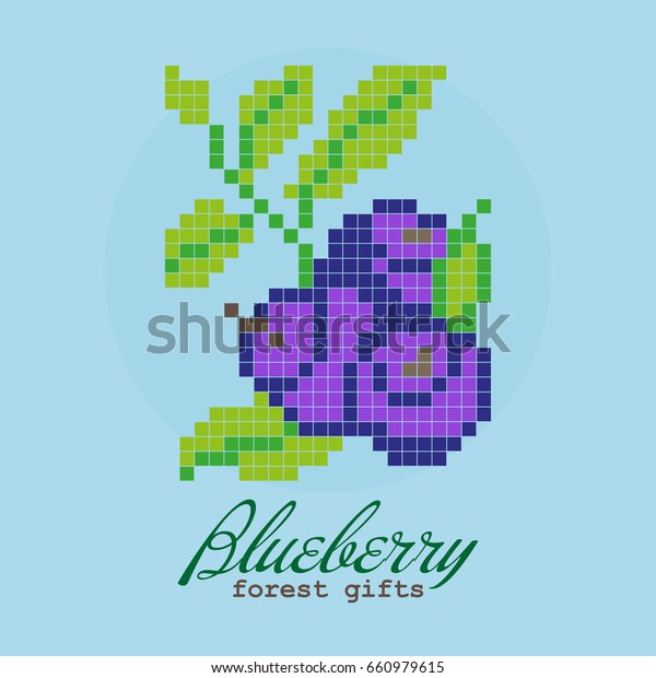 Blueberry Icon Pixel Art Vector Illustration Stock Vector (Royalty Free ...