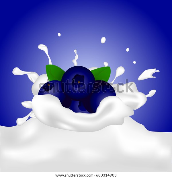 Blueberry Milk Splash Vector Illustration Banner Stock Vector (Royalty ...