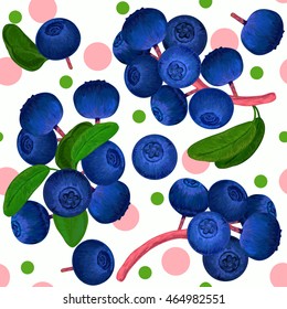 Blueberry Seamless Pattern Blueberries Drawing Illustration Stock ...