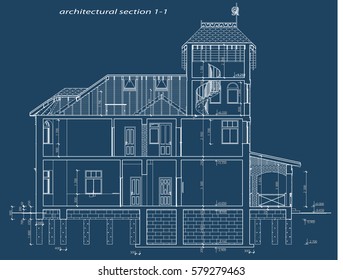 Blueprint Architectural Section Residential Individual House Stock ...