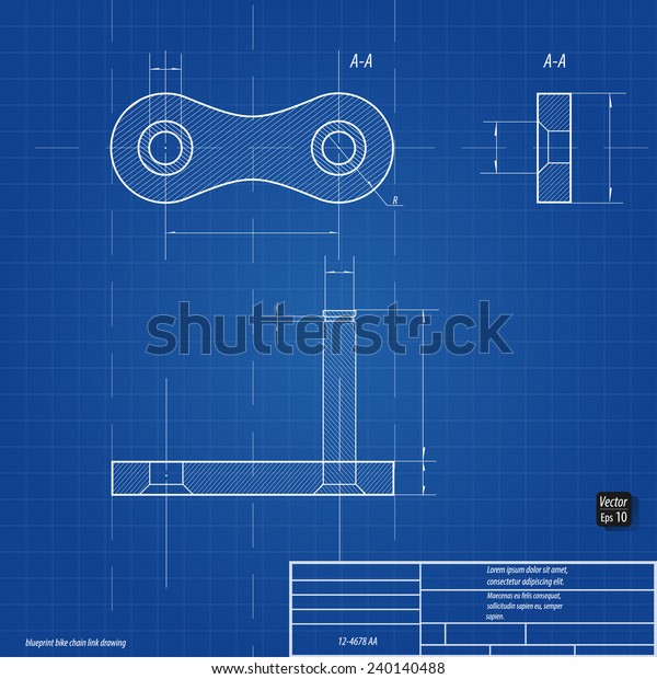 Blueprint Bike Chain Link Drawing Eps Stock Vector (Royalty Free) 240140488