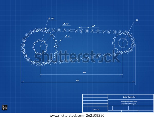 Blueprint Bike Chain Vector Illustration Eps 库存矢量图（免版税）262108250 ...