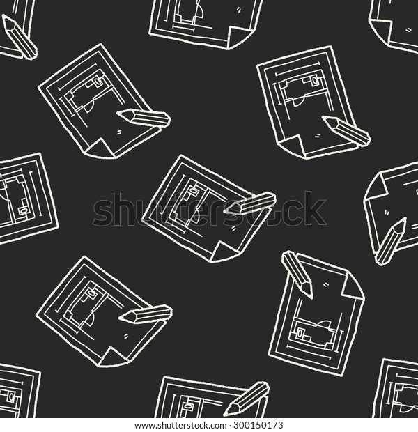 Blueprint Doodle Seamless Pattern Background Stock Vector (Royalty Free ...