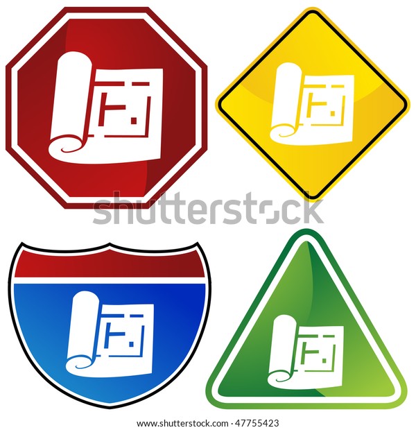 Blueprint Icon Set Isolated On White Stock Vector (Royalty Free ...