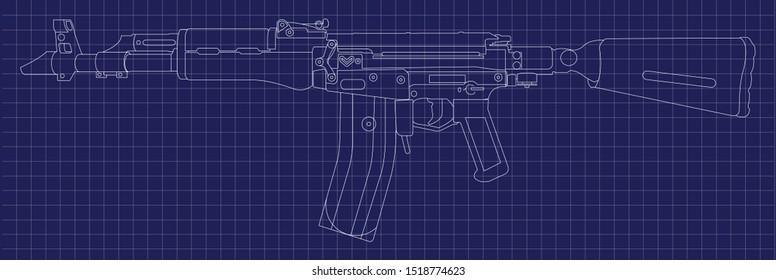 Blueprint Image Akm Weapon Stock Vector (Royalty Free) 1518774623 ...