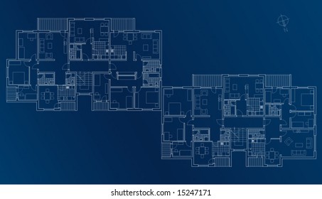 Blueprint Plan Building Floor Stock Vector (Royalty Free) 15247171 ...