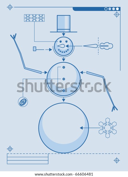 Blueprint Style Plans Building Snowman Stock Vector (Royalty Free) 66606481
