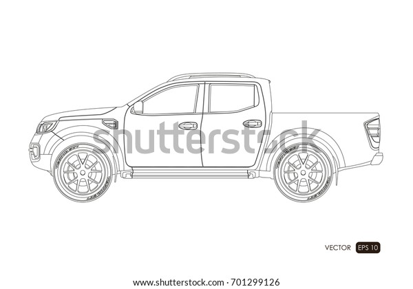 Blueprint Suv Contour Drawing Car On Stock Vector (Royalty Free) 701299126