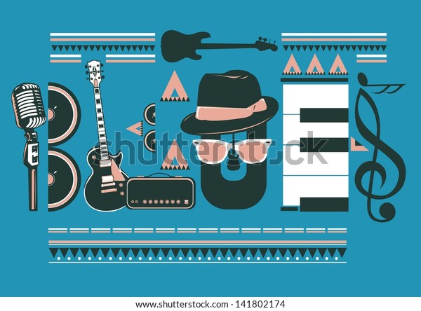 Blues Music Artwork Poster Stock Vector (Royalty Free) 141802174