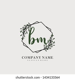 Bm Initial Beauty Floral Logo Template Stock Vector (Royalty Free ...
