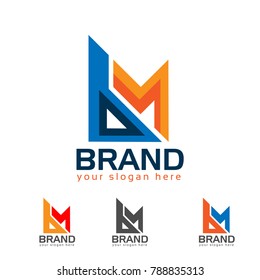 Bm Letter B M Logo Design: vector de stock (libre de regalías ...