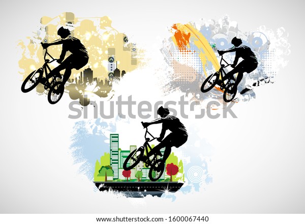 Bmx Riders On Abstract Background Sport Stock Vector (Royalty Free ...