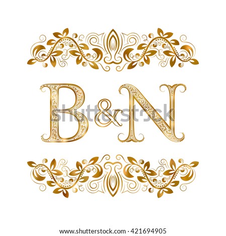 BN Vintage Initials Logo Symbol Letters Stock Vector (Royalty Free ...