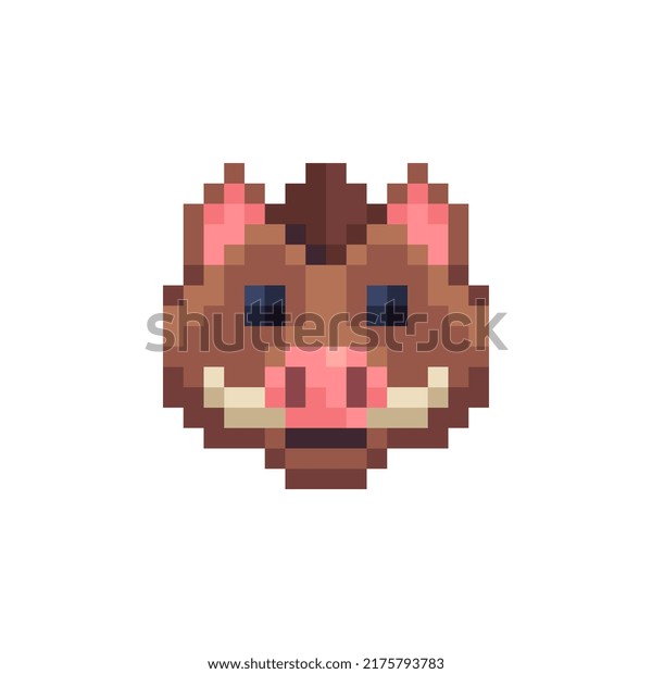 Boar Head Pixel Art Character Logo: เวกเตอร์สต็อก (ปลอดค่าลิขสิทธิ์ ...