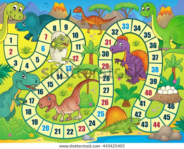 Board Game Dinosaur Theme 1 Eps10 Stock Vector (Royalty Free) 443425405