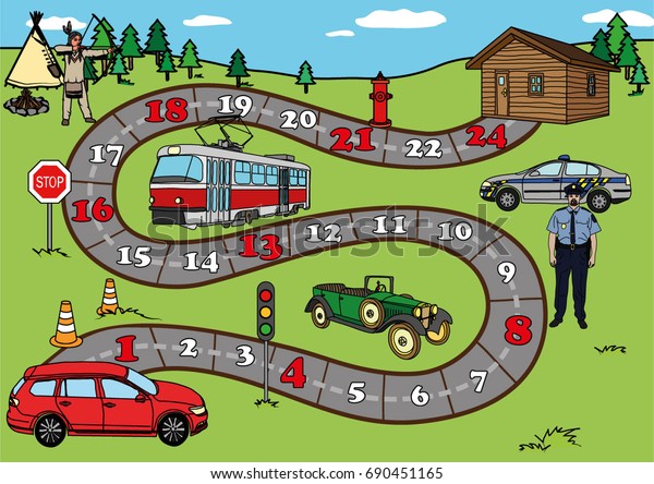 Board Game Traffic Car Policeman Stock Vector (Royalty Free) 690451165