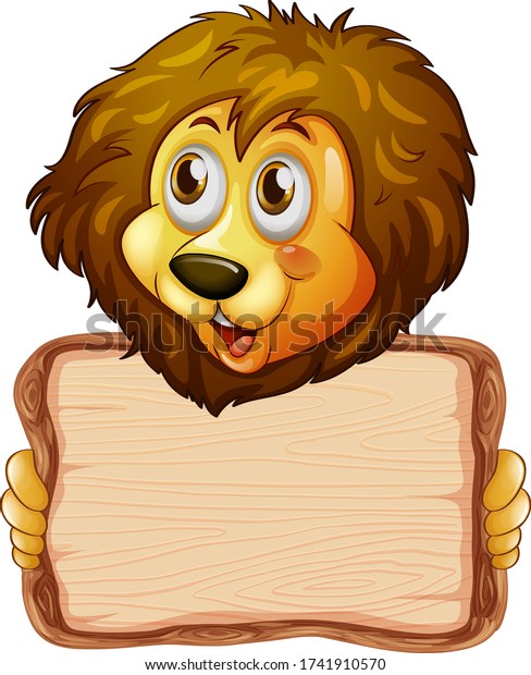 Board Template Cute Lion On White Stock Vector (Royalty Free ...