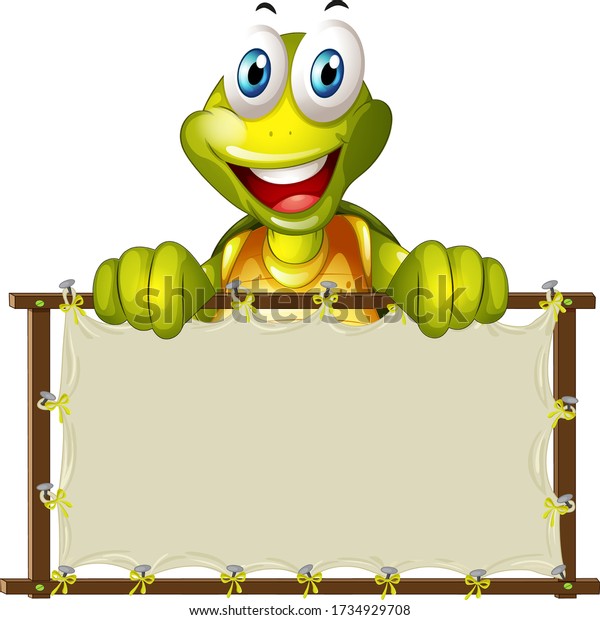Board Template Cute Tortoise On White Stock Vector (Royalty Free ...