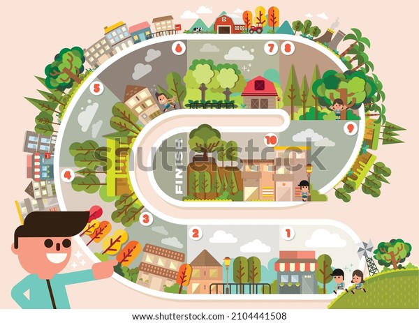 Boardgame Block Path Number On City Stock Vector (Royalty Free ...