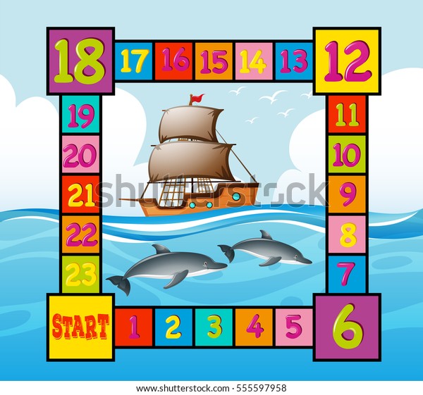 Boardgame Template Ocean Scene Illustration Stock Vector (Royalty Free ...
