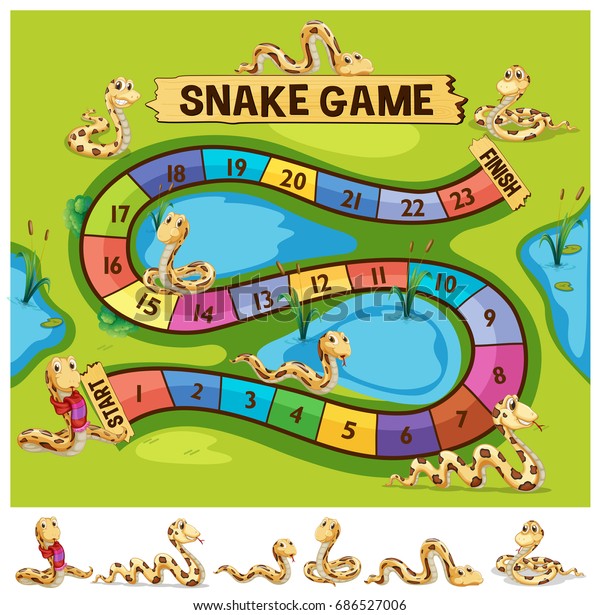Boardgame Template Snakes Crawling Illustration Stock Vector (Royalty ...