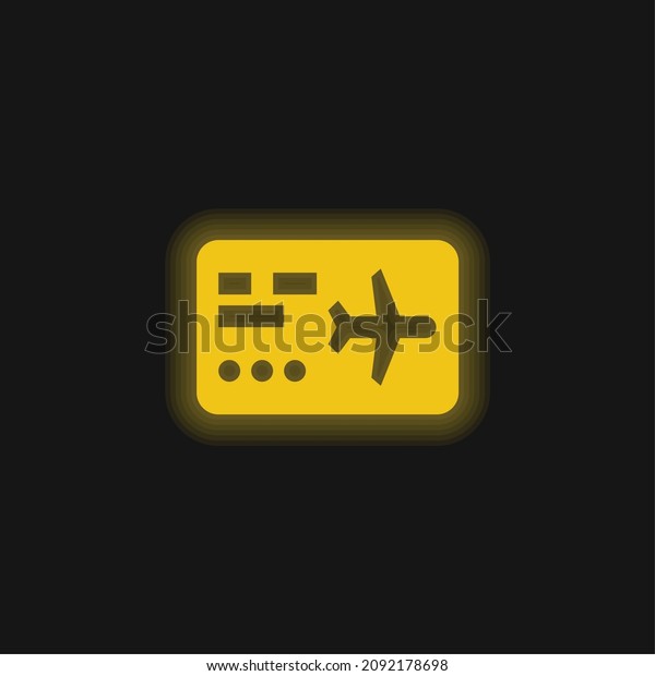 Boarding Pass Yellow Glowing Neon Icon Stock Vector (Royalty Free ...