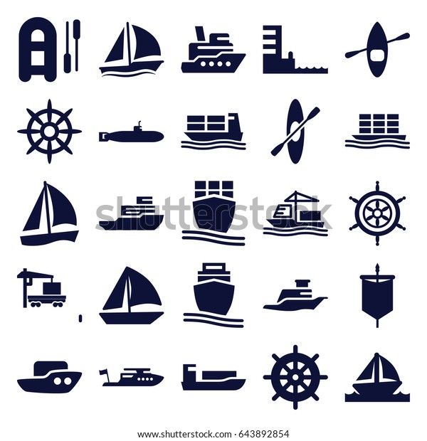 Boat icons set. set of 25 boat filled icons such as boat, helm, cargo ...