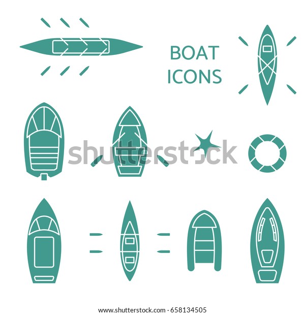 Boat Icons Set Top View Contour Stock Vector (Royalty Free) 658134505 ...
