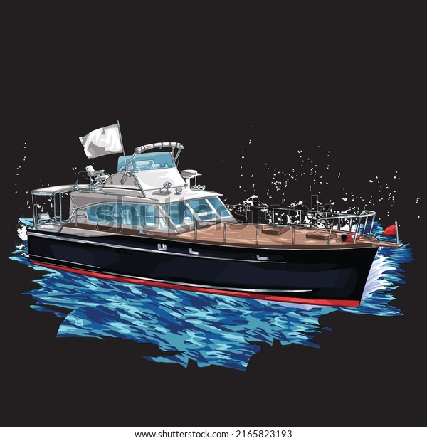 Boat Isolated On Black Background Poster Stock Vector (Royalty Free ...