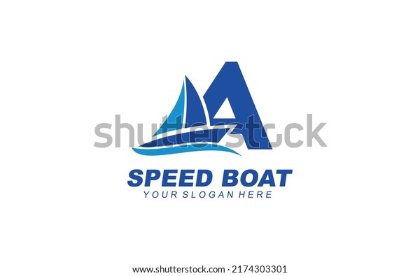 Boat Logo Design Inspiration Vector Letter: เวกเตอร์สต็อก (ปลอดค่า ...