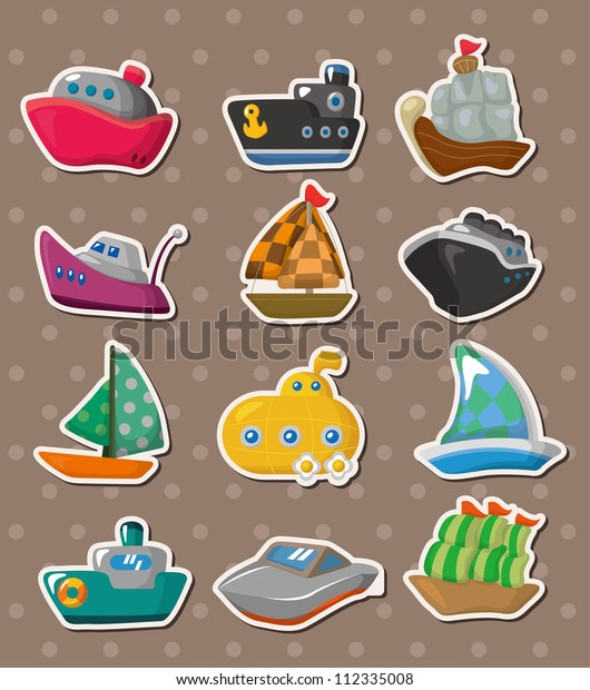 Boat Stickers Stock Vector (Royalty Free) 112335008