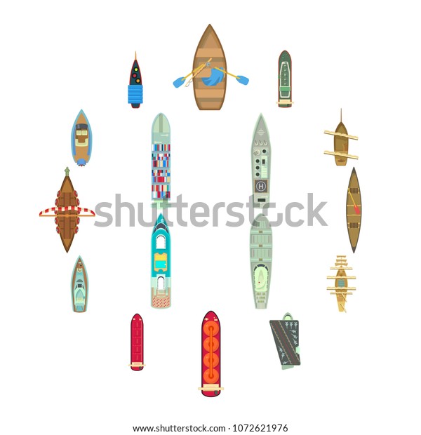 Boat Top View Above Over Icons: vector de stock (libre de regalías ...