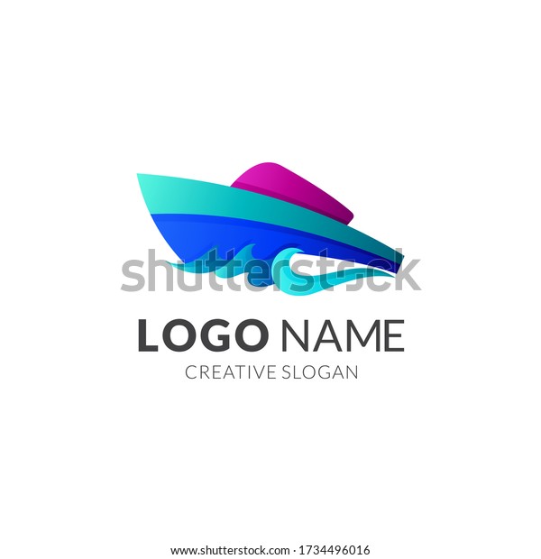 Boat Wave Logo Design Water Transportation Stock Vector (Royalty Free ...