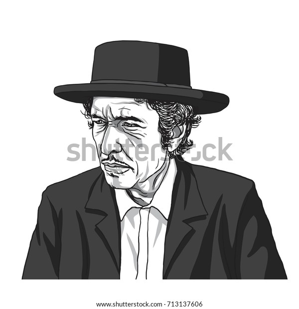 Bob Dylan Vector Illustration Drawing September 스톡 벡터(로열티 프리) 713137606