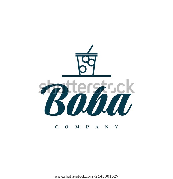 Vektor Stok Boba Drink Logo Cup Illustration Template (Tanpa Royalti ...