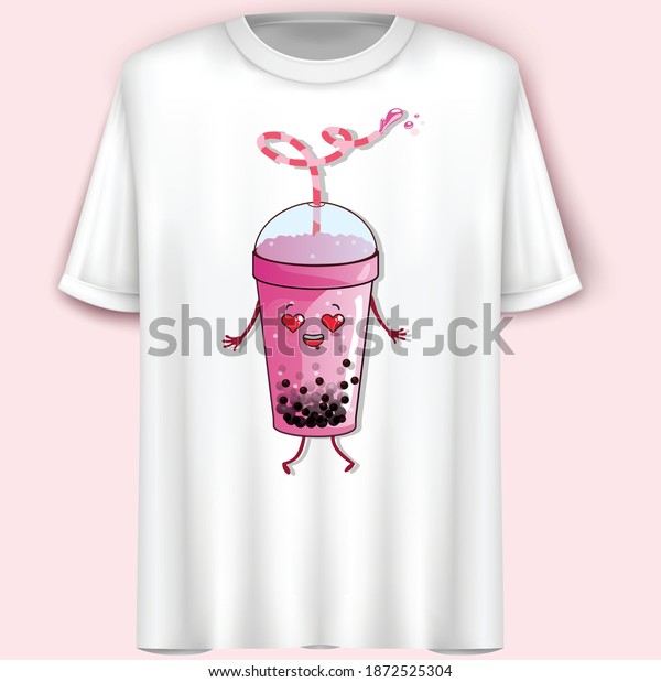 Boba Tea Bubble Tea Pink Cartoon Stock Vector (Royalty Free) 1872525304 ...